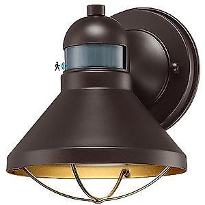 LONEDRUID Motion Sensor LED Outdoor Barn Lights Brown Exterior Wall Lantern Dusk to Dawn Outside Wall Mount Scocne Lighting Fixtures Antique Farmhouse Porch Lamp for House Patio Garage Front Door