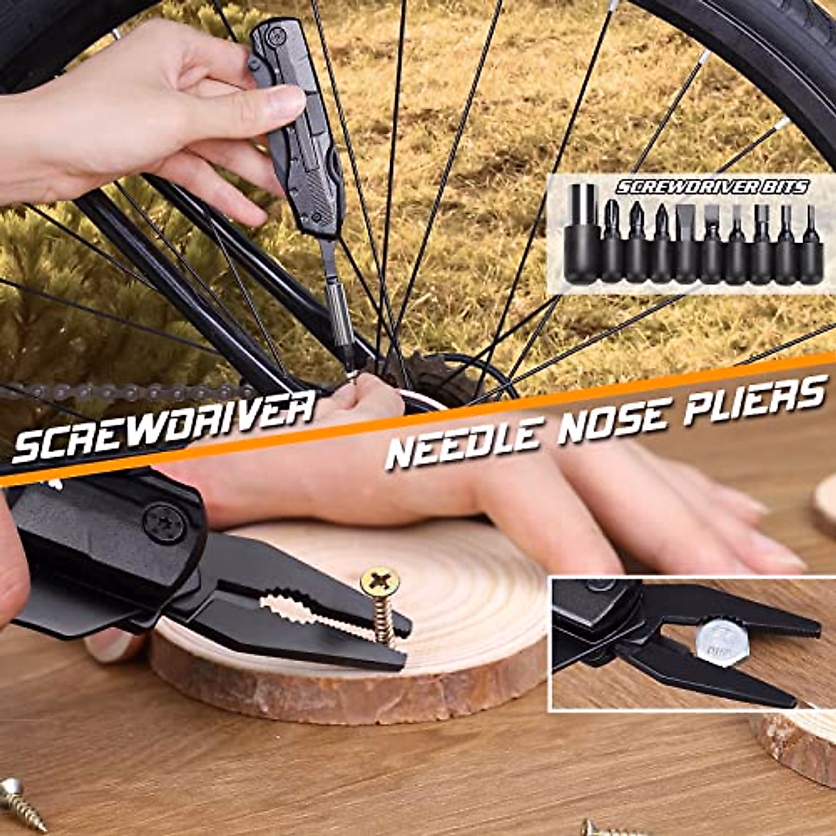 Multitool Pocket Knife Tactical Knife with Blade Saw Plier Screwdriver Folding Built with Full Stainless Steel Perfect Tool for Men Camping Emergency Outdoor Gifts for Men Him Dad Husband Boyfriend