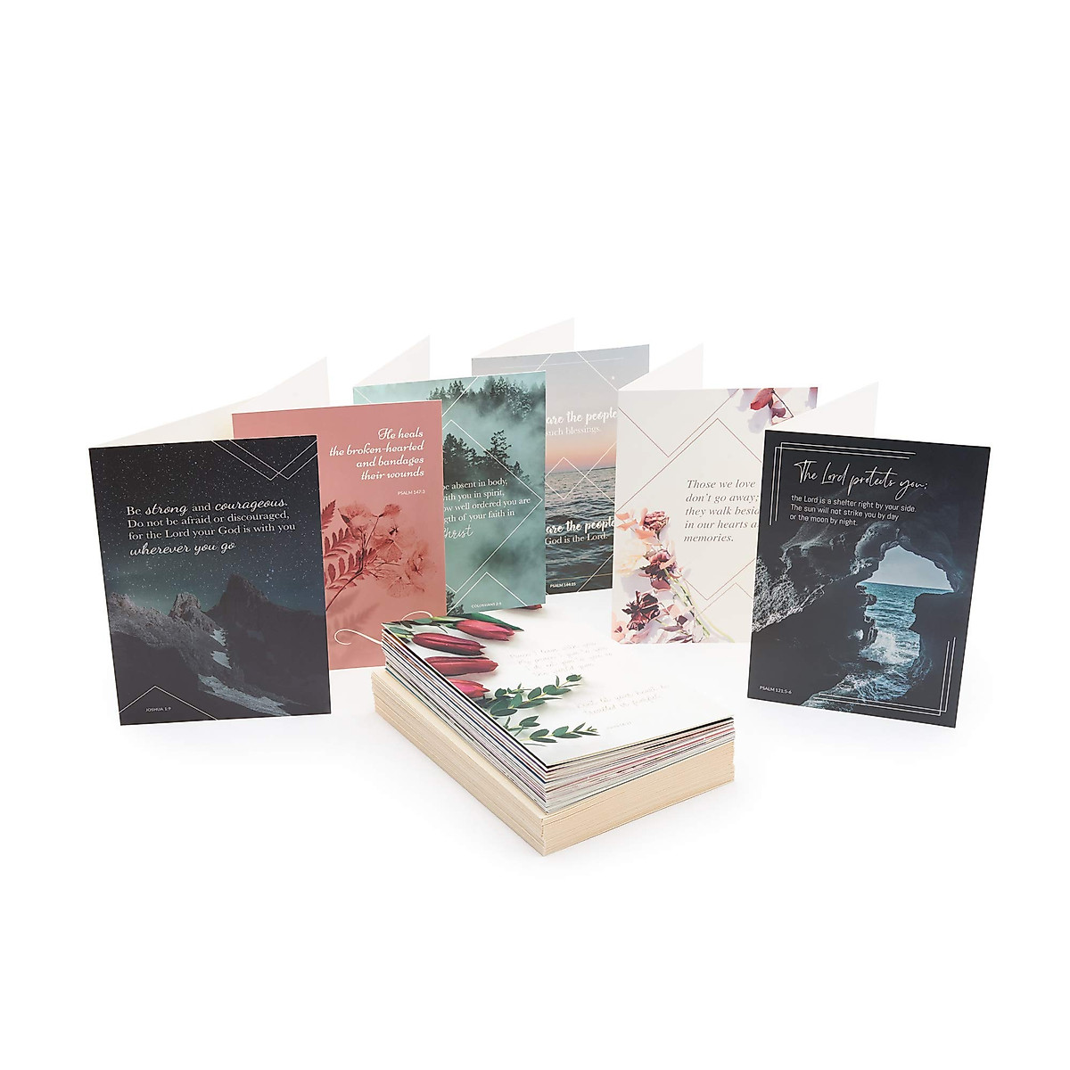 Sympathy Cards Religious with Envelopes - Bulk Set of 30 Blank Cards with Box - Scripture on front - Unique Designs - Heartfelt Spiritual Messages