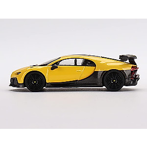Bugatti Chiron Pur Sport Yellow and Carbon Limited Edition to 4200 Pieces Worldwide 1/64 Diecast Model Car by True Scale Miniatures MGT00428