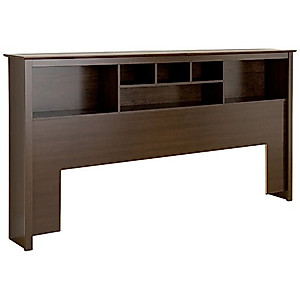 Prepac Select King 4 Post Platform Bed with 4 Drawers, 83" L x 79" W x 16" H, Espresso & King Bookcase Headboard, Espresso