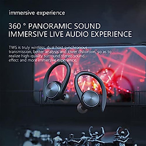 Decsix Running Headphones Wireless Earbuds with Earhooks,Over Ear Sport Headphones, Bluetooth Headphones, ​ Sweatproof Earphones Workout Jogging Gym, Black