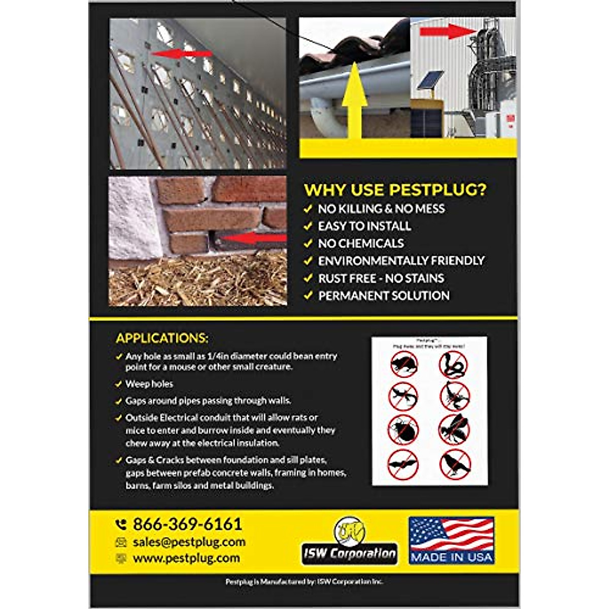 PESTPLUG - 100% Stainless Steel Wool, Large DIY KIT, Rodent Barrier/Fill Fabric - Use to Block Mice, Rodents and Flying Insects. Does NOT Rust! Plug or Fill Holes, Cracks and Gaps Home, Farm, RV's
