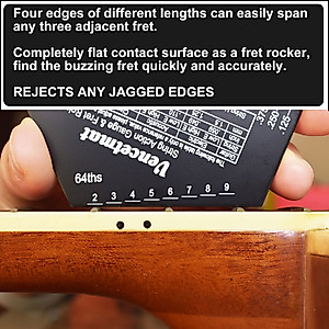 Vencetmat Guitar String Action Gauge, String Height Ruler, Guitar Fret Rocker, Fret Leveling Guide, Buzzing Fret Catcher, 1mm Thickness, Laser Etching, High Precision Graduations,Luthier Tools