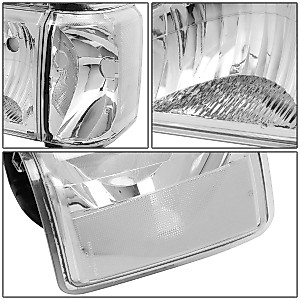 Auto Dynasty Factory Style Headlights Assembly Head Lamps Compatible with Ford Bronco F150 F250 F350 1987-1991, Driver and Passenger Side, Chrome Housing Clear Corner