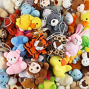 32 Piece Mini Plush Animal Toy Set, Cute Small Animals Plush Keychain Decoration for Themed Parties, Kindergarten Gift, Teacher Student Award, Goody Bags Filler for Boys Girls Child Kid Laxdacee