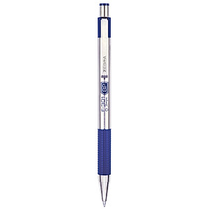 Zebra Pen F-301 Retractable Ballpoint Pen, Stainless Steel Barrel, Fine Point, 0.7mm, Assorted Ink, 4-Pack