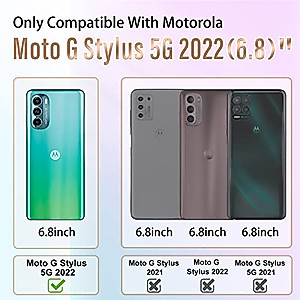 Likiyami (3in1 for Motorola Moto G Stylus 5G 2022 Case (NOT FIT 4G) Heart Women Girls Girly Cute Luxury Pretty with Stand Phone Cases Black Gold Love Hearts Aesthetic Cover+Screen+Chain for 6.8 inch