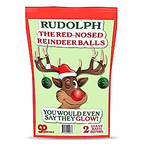 Rudolph Reindeer Balls Bath Bombs - Red Bath Bombs for Women - Adult Christmas Gag Gifts - Funny Reindeer Gifts - Black Cherry Scent