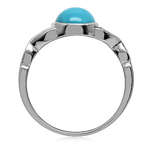 Silvershake 7mm Genuine Arizona American Turquoise 925 Sterling Silver Victorian Style Solitaire Ring Jewelry for Women Size 7