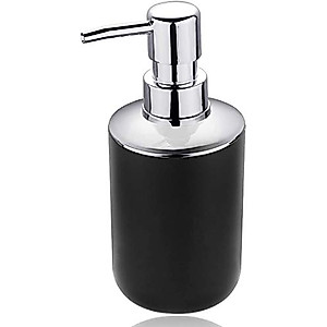 6 Pcs Plastic Bathroom Accessory Set Luxury Bath Accessories Bath Set Lotion Bottles, Toothbrush Holder, Tooth Mug, Soap Dish, Toilet Brush, Trash Can, Rubbish Bin (Black)