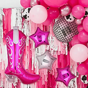 Disco Cowgirl Party Decorations Cowgirl Boot Balloons 90s 80s Birthday Let's Go Girls Western Bridal Shower Last Rodeo Bachelorette Theme Party Decor Supplies 5 Pcs Pink
