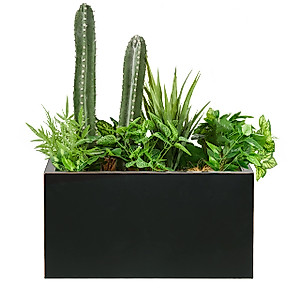 Wallowa Metallic Heavy Rectangle Planter Box for Outdoor/Indoor 25Lx11Wx13H Inches 22Pounds Black