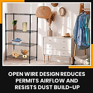 Juggernaut Storage 36" W x 14" D x 54" H Four-Shelf Steel Shelving Unit, 1400 lb Capacity, Black