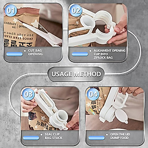 Miocololy Bag Clips with Pour Spout, Spouts Reusable Plastic Cap Sealer Clips for All Food Storage (2 PCS)