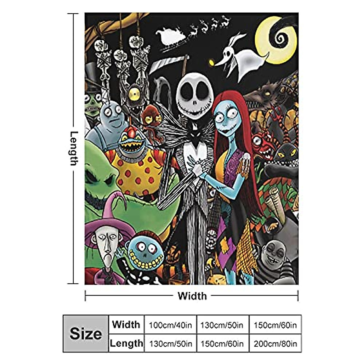 Christmas Cartoon Nightmare Blanket Halloween Movie Flannel Throw Blanket for Couch Sofa Decor Cozy Warm Bed Blankets for Kids Adults 50''x60''