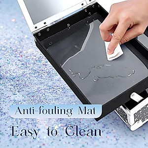 Joligrace Makeup Train Case Portable Cosmetic Box 2 Trays with Mirror Lockable for Makeup Nail Tech and Beauticians Traveling Makeup Storage Organizer - Black Star