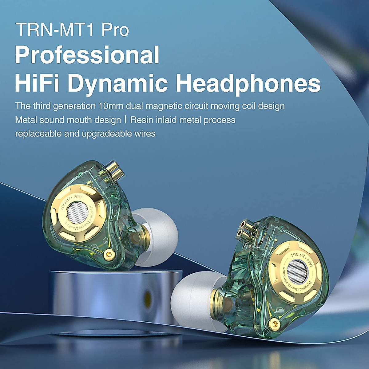 FEDAI TRN MT1 PRO in Ear Monitor Earbuds, 10mm Composite Dual Magnetic Dynamic Earphones Sport Earbuds in Ear Earphones Sport Noise Cancelling Headphone with Detachable C Pin Cable(with mic, Black)