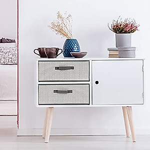 COSIFO 4pc Drawer Storage Bins, 23L Collapsible Fabric Clothes Toy Closet Organizers Boxes, Decorative Storage Baskets with Handle for Wardrobe Closet Bookshelf Nursery Office (Rectangular Gray)