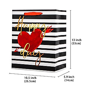 FaCraft Valentines Gift Bags with Handles 13" Large Valentines Day Gift Bag for Boyfriend Kids Happy Day Gift Bag with Tissue Paper for Her Him Men Wife Anniversary Weddings Bridal Shower Gift Bag