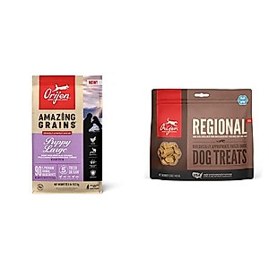 ORIJEN® Dry Dog Food, High Protein, Amazing Grains Puppy Large Breed 22.5LB Freeze Dried Dog Treats, Regional Red, 1.5oz