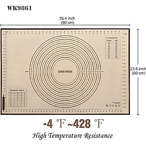 CHEFMADE Silicone Baking Mat, 36" x 24" Extra Thick Large Non-Stick Sheet Mat with Measurement | Non-Slip Reusable Food Grade Flexible Dishwasher Safe｜Making,Cookies,Macarons,Bread,Pastry and Pizza