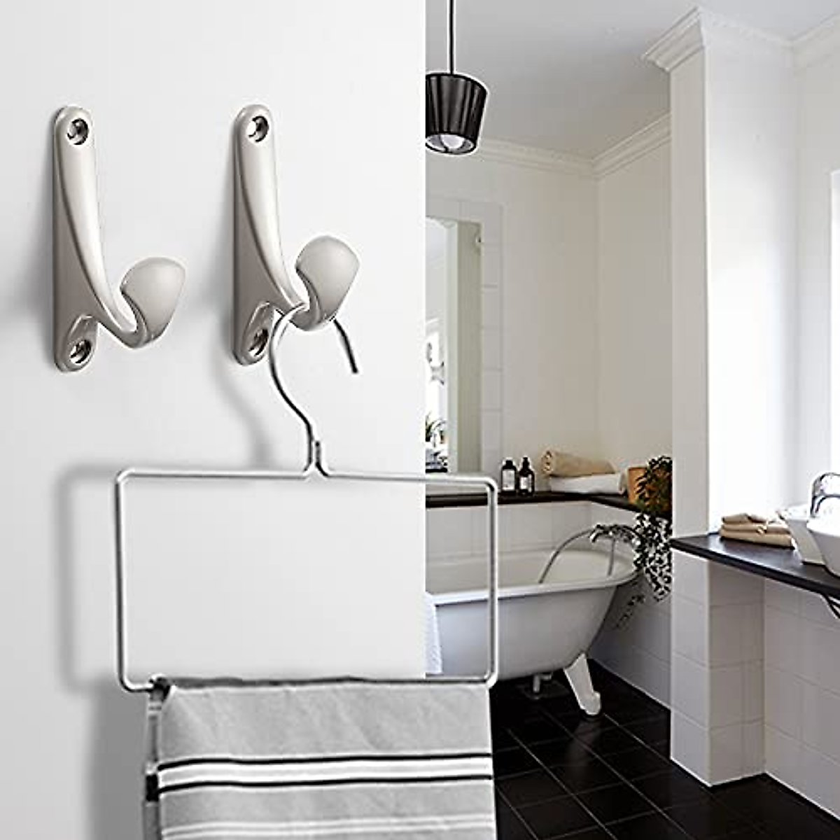 Wall Hooks 4pack Towel Hooks Zinc Alloy Integrated Single Hook Rust-Resistant/Corrosion Resistant/Long Using Life（Silver）