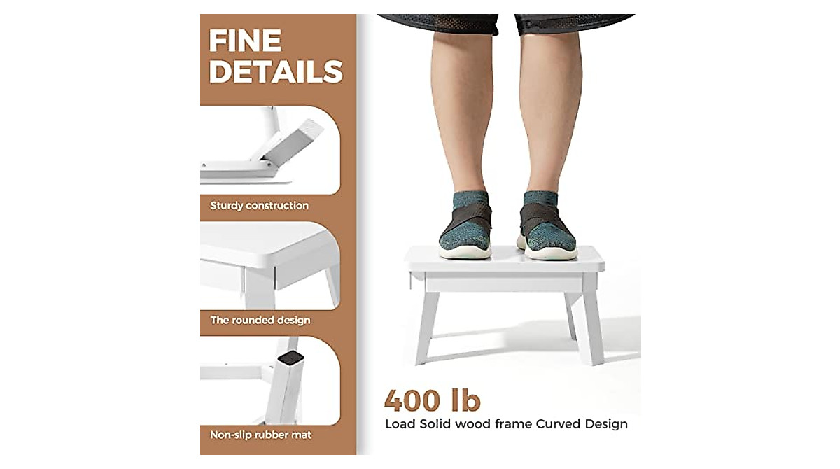 HOUCHICS White Step Stool – Sturdy & Multi-Purpose