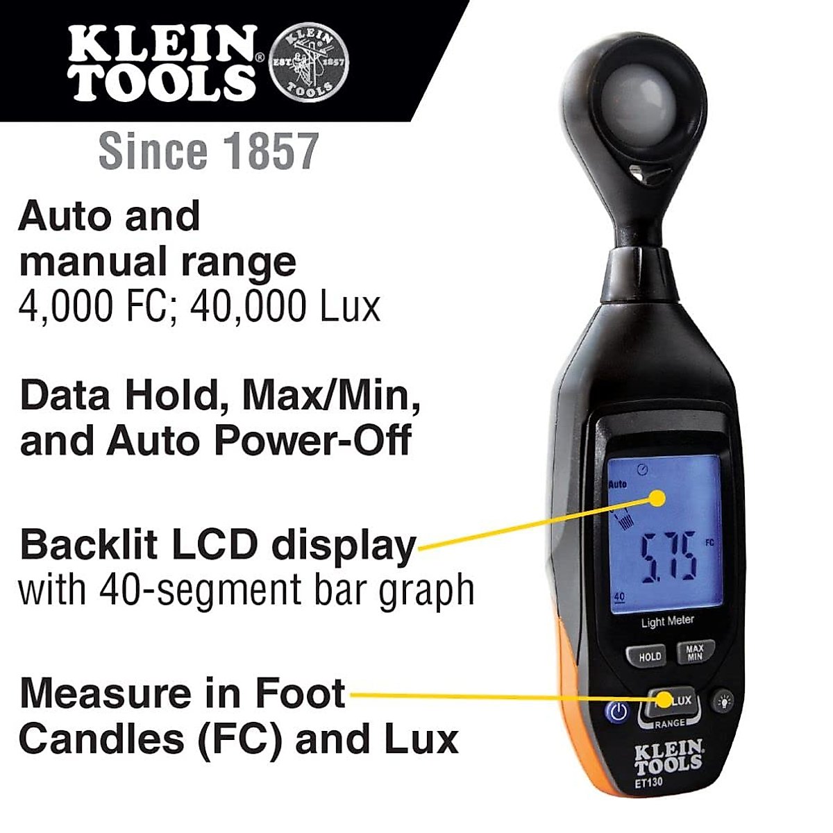 Klein Tools Digital Light Meter and Multimeter Carrying Case Bundle