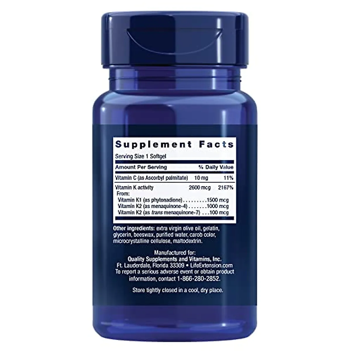 Life Extension Super K – Vitamin K1 and Two Forms of K2 for Bone, Heart, and Arterial Health - Gluten-Free, Once Daily, Non-GMO - 90 Count (Pack of 1)