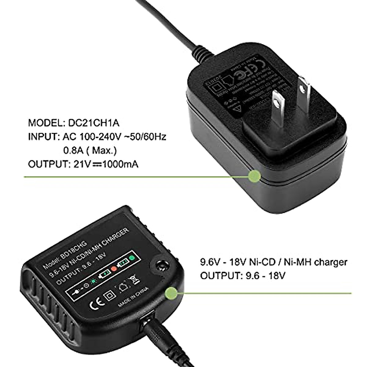 Powilling 2Pack 6.5Ah Lithium Battery Replacement for Black and Decker 18V Battery Firestorm 18v Battery HPB18 HPB18-OPE 244760-00 A1718 FS18FL FSB18 Firestorm 18V Battery(Charger Included)