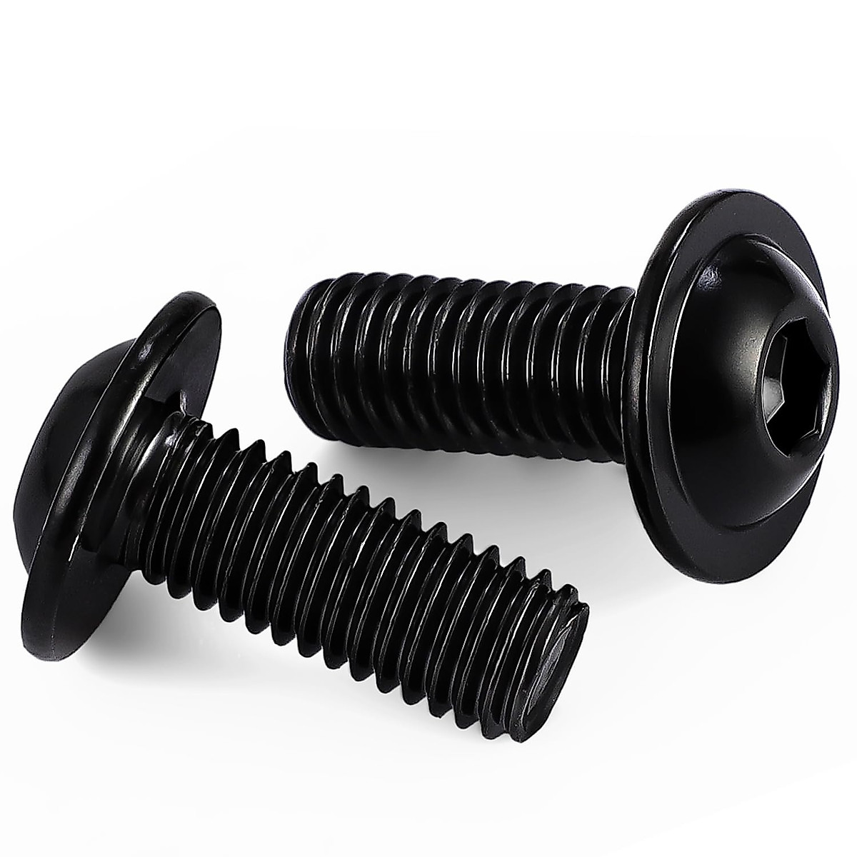 M6-1.0 x 20mm Flanged Button Head Socket Cap Screw Bolts, Allen Socket Drive, Stainless Steel 304, Black Finish, Quantity 25