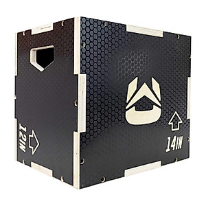 Ultra Fitness Gear Plyo Box - Anti-Slip Wood 3-in-1 Plyometric Jump Box for Training - Squat, Step Up, Box Jumps & More - Workout Box Size 16/14/12 (Small) - Home Gym Exercise Equipment