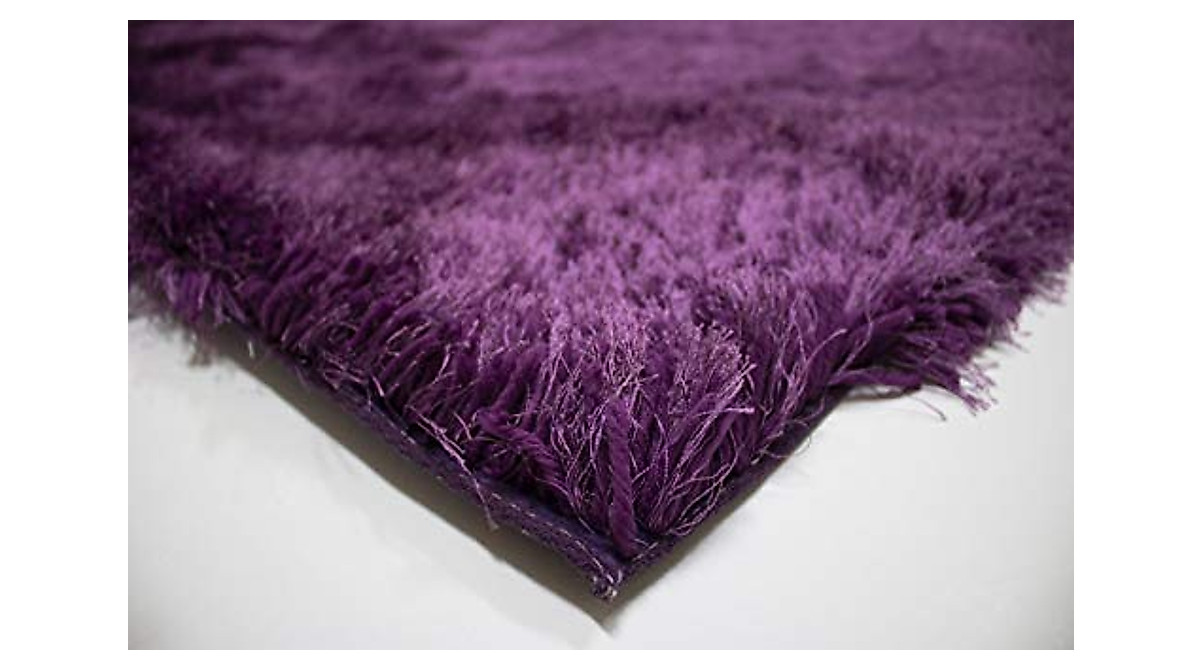 Deep Purple Shag Rug 5x7 - Modern Plush Area Rug for Living Room