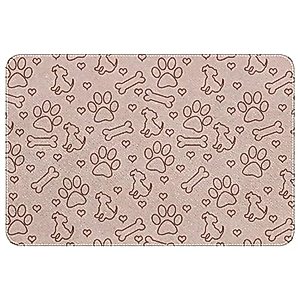 Brown Dog Paw Prints, Indoor Door Mat Durable Front Door Mats Entryway Rug Non-Slip Absorbent Area Rugs Resist Dirt Rugs for Room Decor, 24"x16"