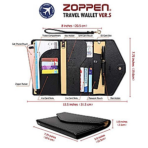 ZOPPEN Passport Holder for Women Travel Wallet Rfid Blocking Passport Cover Document Organizer Strap Ver.5, 07 Rose Gold
