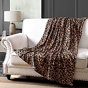 MarCielo Fleece Throw Blanket, 50 x 60 Inch Lap Fleece Blankets (Leopard)