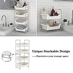 2-Tier Bathroom Countertop Organizer, Cosmetic Storage Shelf , Vanity Tray Cosmetic Skincare Makeup Storage, Kitchen Spice Rack , Silver&White