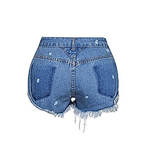 Fashion Sexy Shorts,THENLIAN Women Sexy Ripped Jeans Denim Shorts Worn Loose Shorts Pants(2XL, Blue)