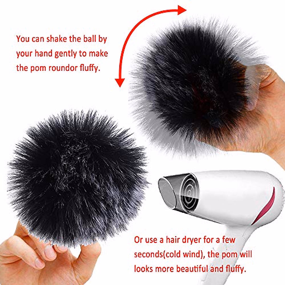 SIQUK 46 Pcs Faux Fur Fluffy Pom Pom Balls with Elastic Loop for Hats Scarves Gloves Bags Accessories (23 Mild Colors, 2 Pcs Each)