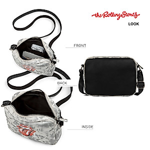 Rolling Stones Majesties Collection Crossbody Bag for Women, Men, Girls, and Teens, Officially Licensed Lightweight Vegan Leather Purse for Travel, Fits Phone, Wallet, and More, Gray