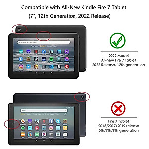 REASUN Case for All-New Fire 7 Tablet (12th Generation, 2022 Release), Slim Lightweight Trifold Stand Cover with Auto Sleep/Wake Case for New Amazon Kindle Fire 7 12th Generation 2022, Purple