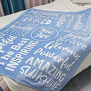 ZHSHWAT Sympathy Gifts, Mothers Day Birthday Gift for Friend, Inspirational &Compassion You are Awesome Throw Blankets Gifts for Men Sister Mom Grandma 50X 60(Blue)