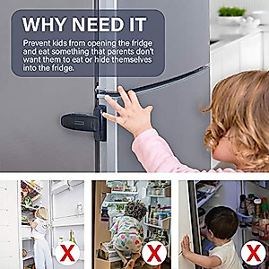 EUDEMON Home Refrigerator Fridge Freezer Door Lock Latch Catch Toddler Kids Child Baby Safety Lock Easy to Install and Use 3M VHB Adhesive no Tools Need or Drill (Grey，1 Pack)