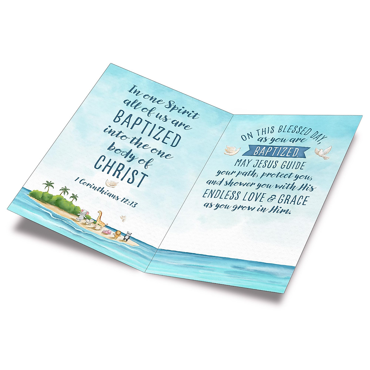 Prime Greetings Baptism Card, Made in America, Eco-Friendly, Thick Card Stock with Premium Envelope 5in x 7.75in, Packaged in Protective Mailer