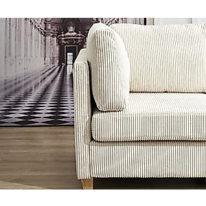 Melpomene Convertible L-Shaped Modular Sofa Couch, Modern Sectional Sofa Couch Corduroy Fabric with Solid Wood Legs for Living Room Apartment(Beige)