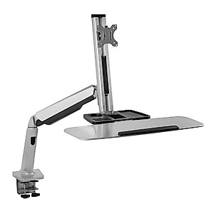 Mount-It! Sit Stand Workstation for Single Monitor and Keyboard - Height Adjustable Standing Desk Mount with Monitor Mount and Keyboard Tray