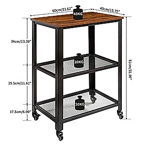 IBUYKE Industrial Printer Stand, 3-Tier Printer Cart for Storage, Printer Table with Storage Rack for Home or Office, Rustic Brown and Black GL-TMJ011H