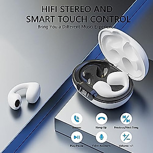 Wireless Earbuds,Wireless Ear Clip Bone Conduction Headphones,Open Sport Bone Earbuds,Bluetooth 5.3 Bone Conduction Head,Running Workout Painless Wearing Earring Earphone,for iPhone Android Samsung