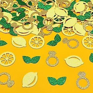 Sursurprise 200pcs Lemon Table Confetti Glitter for She Found Her Main Squeeze Lemon Bridal Shower Decorations Lemon Bachelorette Party Wedding Engagement Supplies